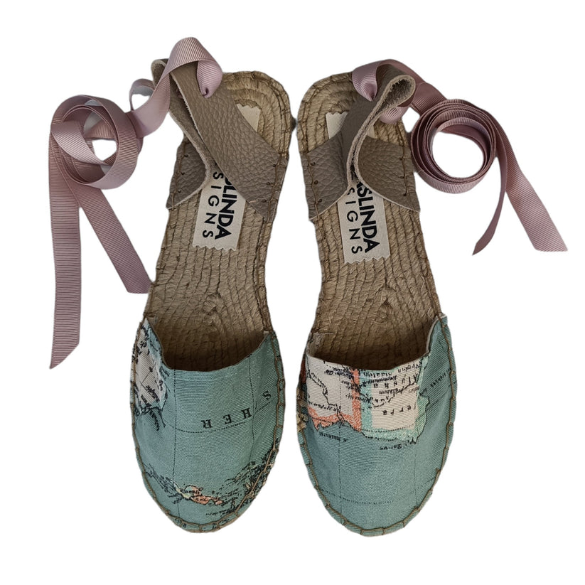 Espadrilles Sandals - Wold Map Print - Classic Sole – Maslinda Designs